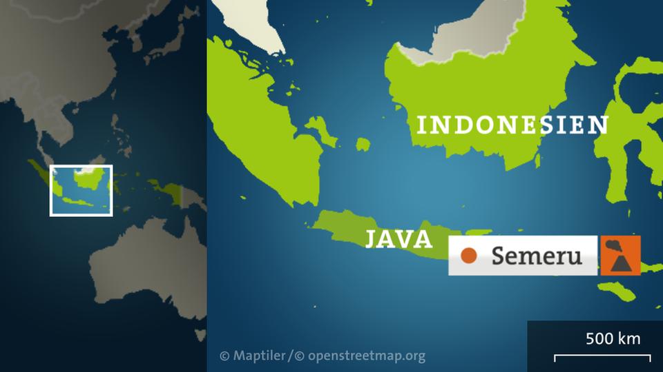 Vulkan Semeru auf der indonesischen Insel Java erneut ausgebrochen ...