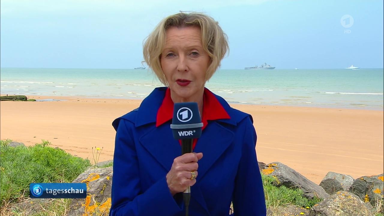 Sabine Rau, ARD Paris, zzt. Omaha Beach, zu Feierlichkeiten anlässlich ...