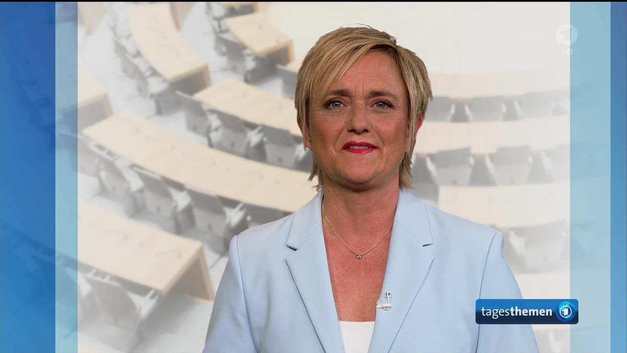 Ellen Ehni, WDR, mit dem aktuellen ARD-DeutschlandTrend zur neuen ...