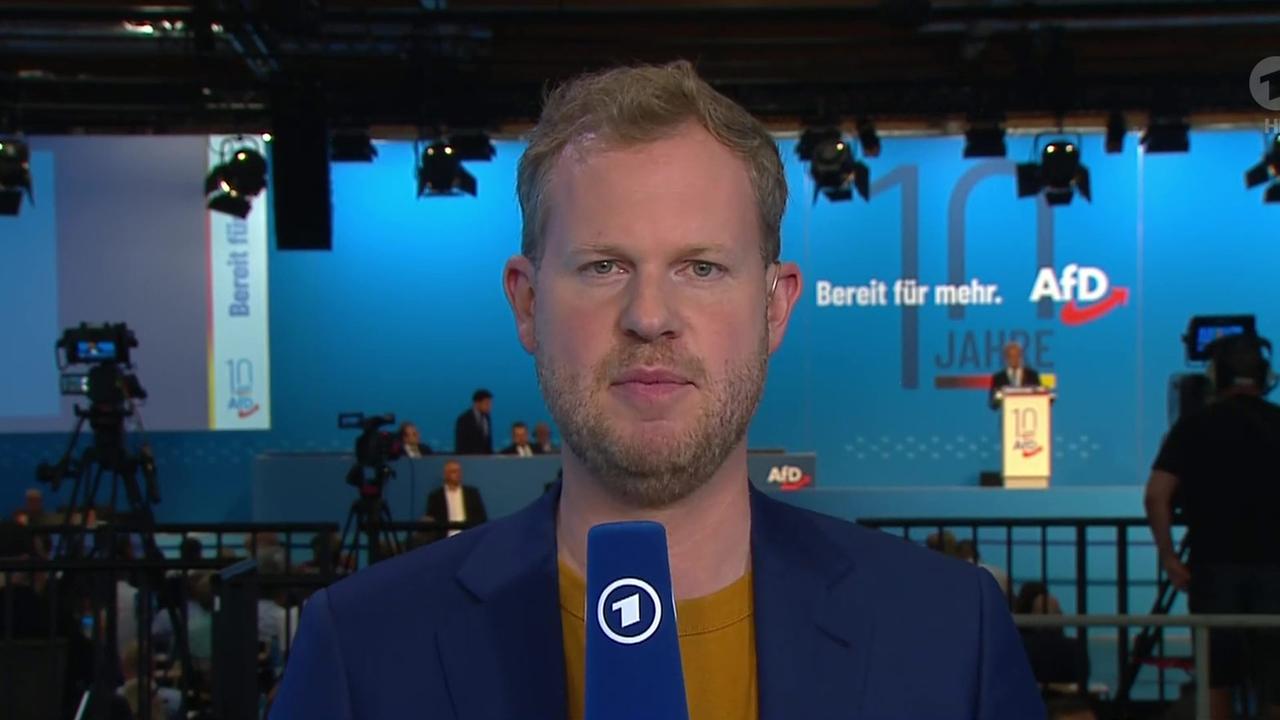Martin Schmidt, ARD Berlin, zzt. Magdeburg, zu den Themen auf dem AfD-Parteitag in Magdeburg ...