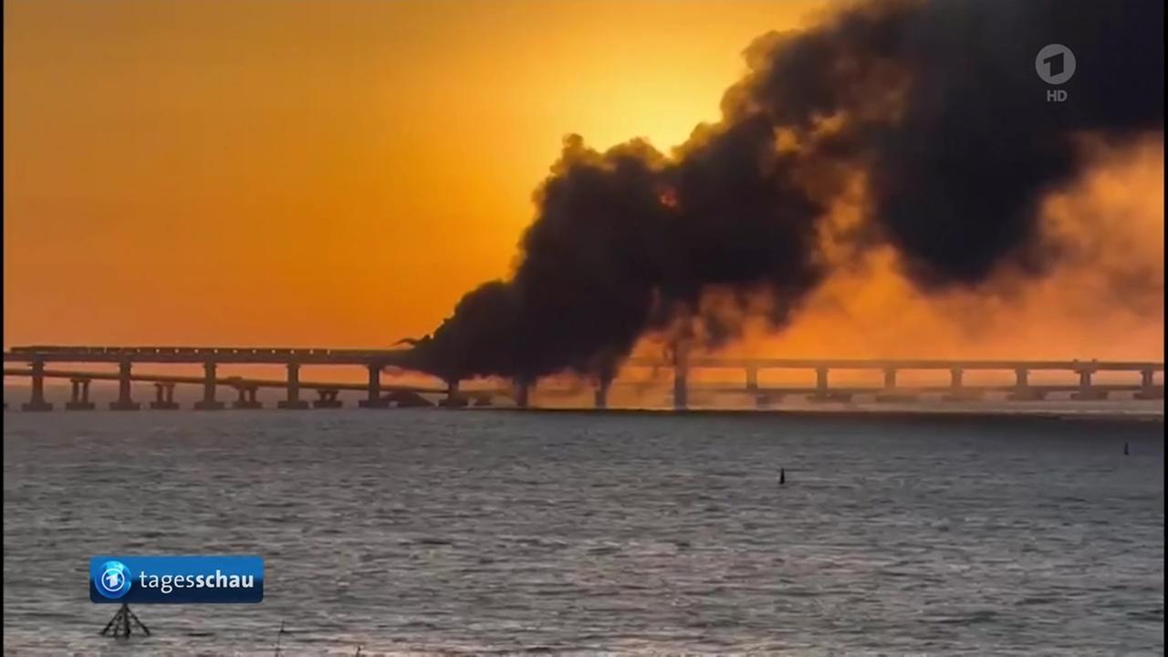 Krim-Brücke durch Explosion stark beschädigt | tagesschau.de