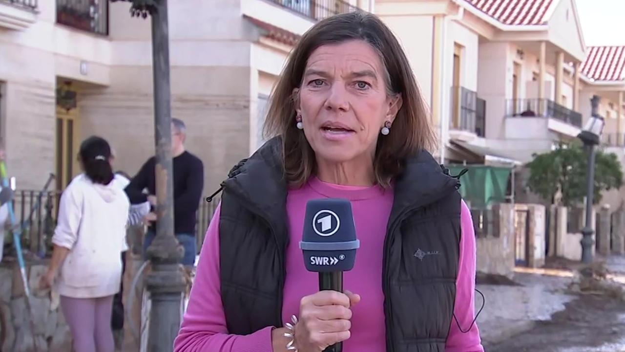 Kristina Böker, ARD Madrid, zzt. Utiel, mit Details zur Lage nach Flut ...