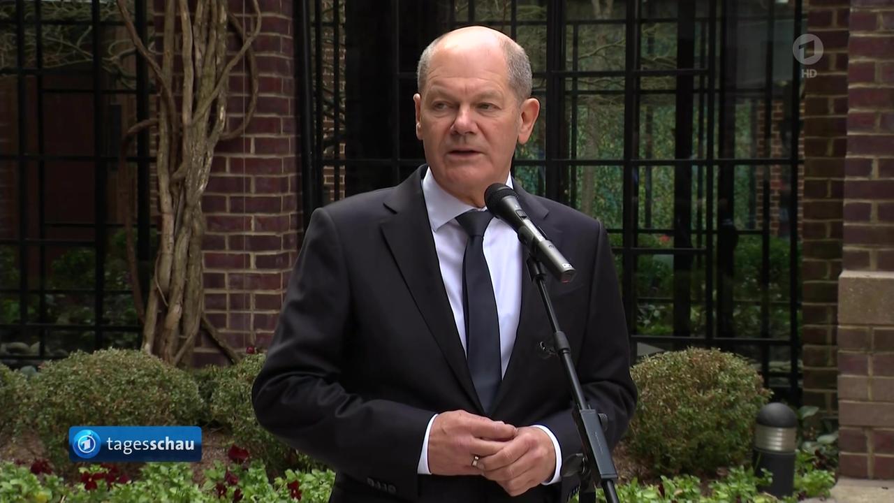 Bundeskanzler Scholz zu Gepsrächen über Hilfen für die Ukraine bei US-Präsident Biden ...