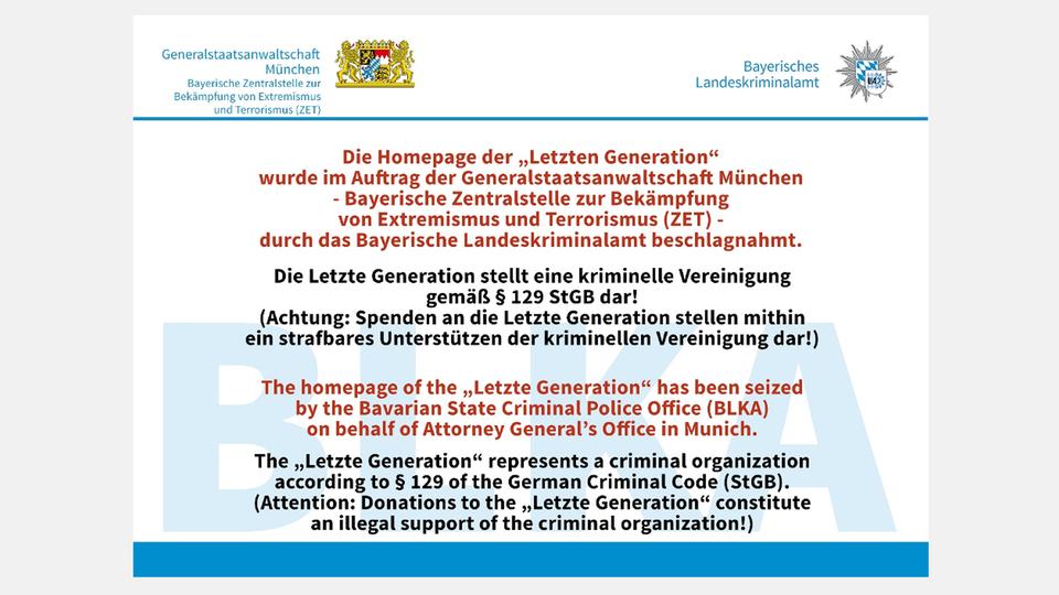 Website der "Letzten Generation": Behörde räumt Fehler ein | tagesschau.de