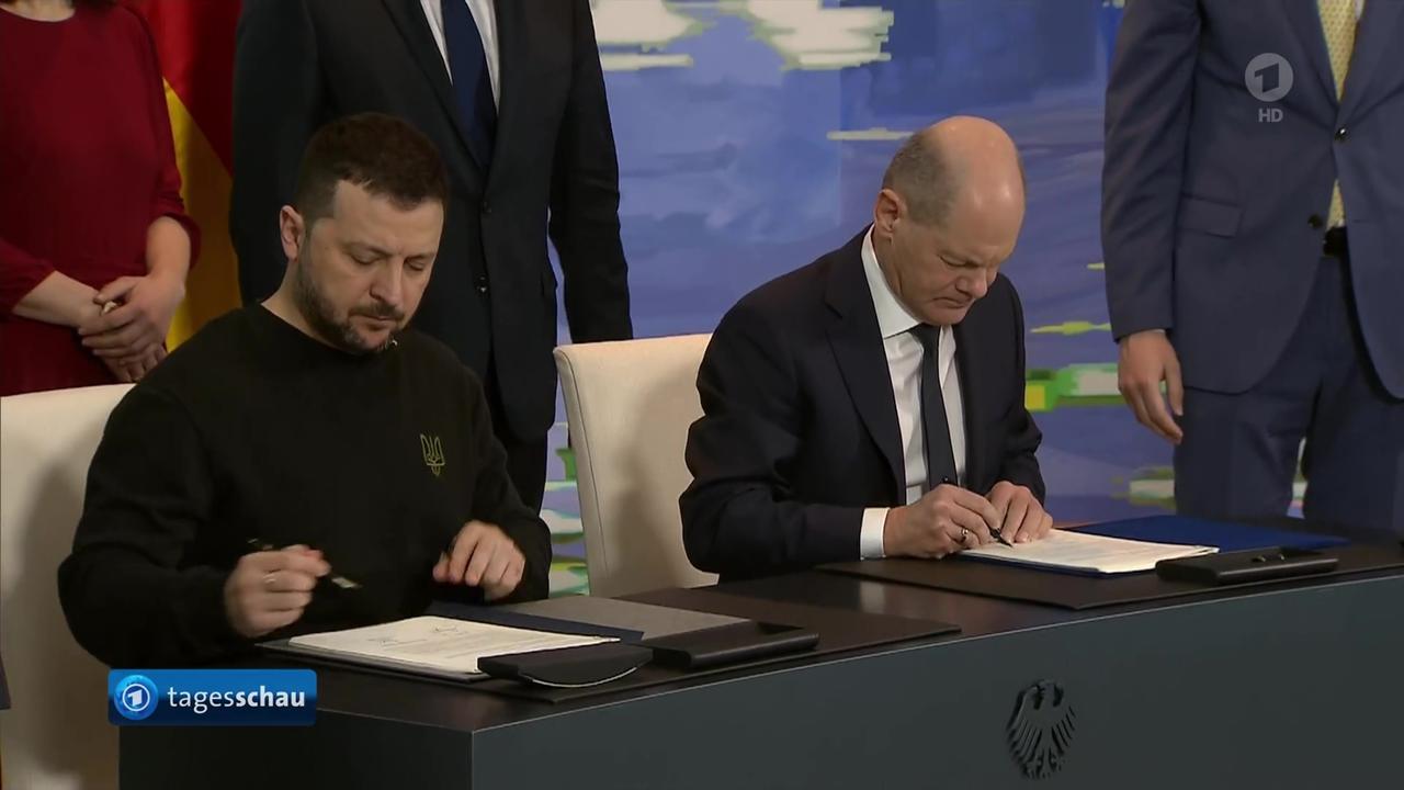 Kanzler Scholz und ukranischer Präsident Selenskyj unterzeichnen Sicherheitsabkommen | tagesschau.de
