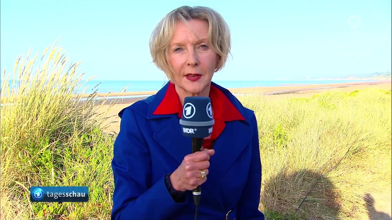 Sabine Rau, ARD Paris, zzt. Omaha Beach, zu Feierlichkeiten anlässlich ...